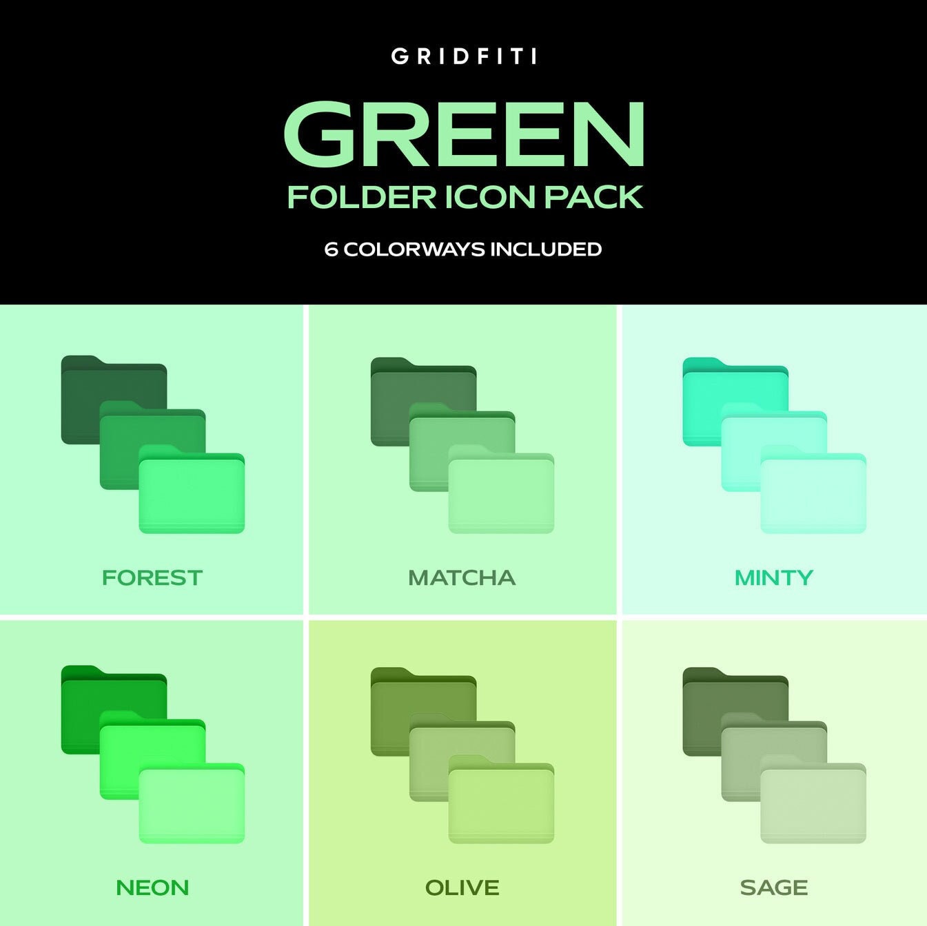 Green Folder Icons Multipack for Mac & Windows 6 Colorways - Etsy