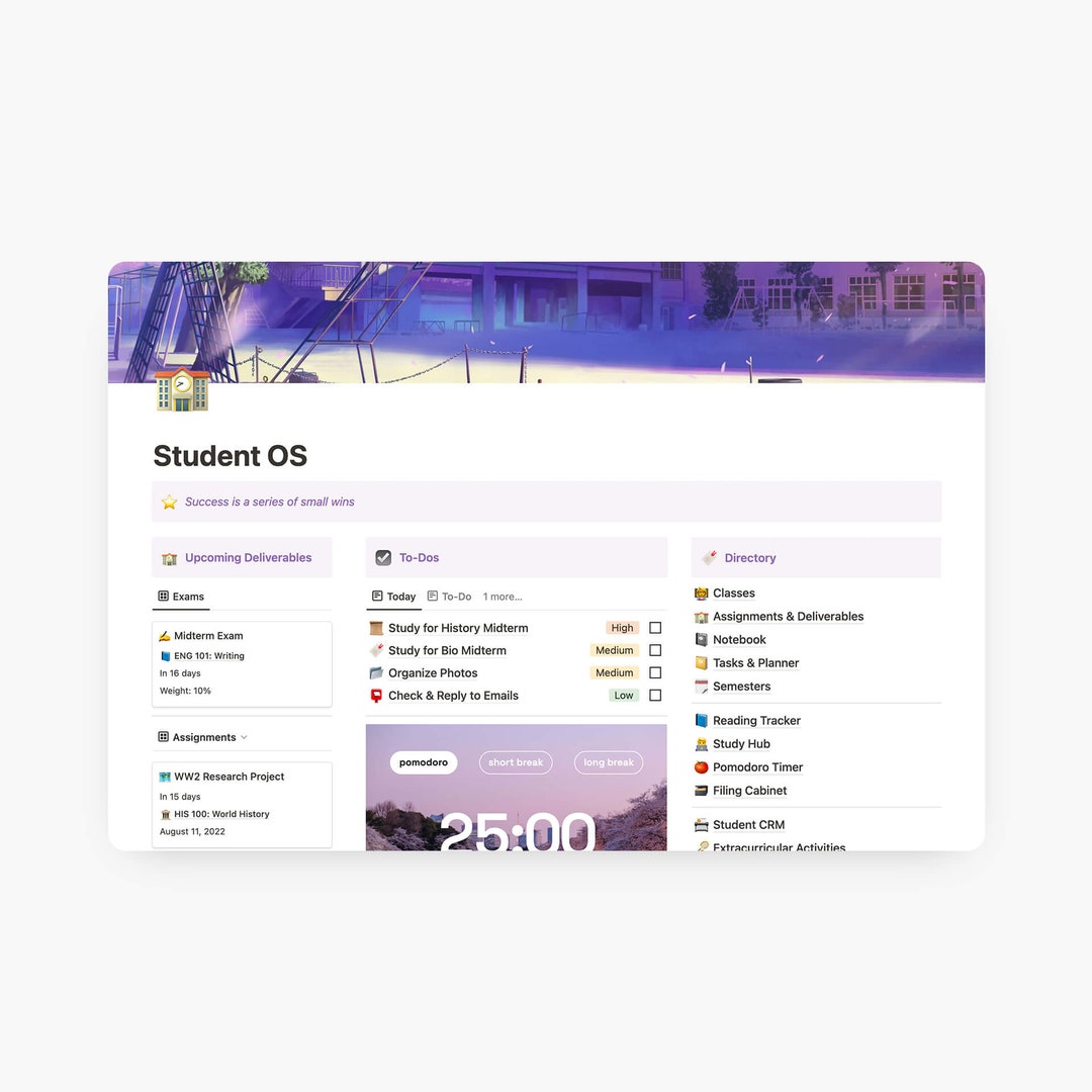 Student OS Notion Template All-in-one Dashboard Assignment - Etsy