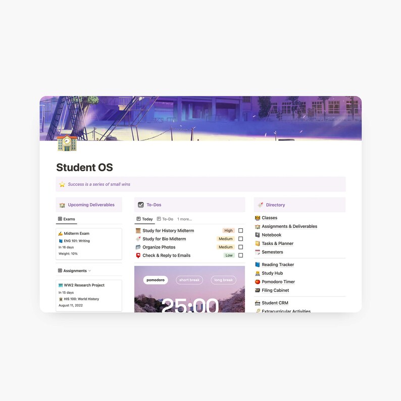 Student OS Notion Template All-in-one Dashboard Assignment - Etsy