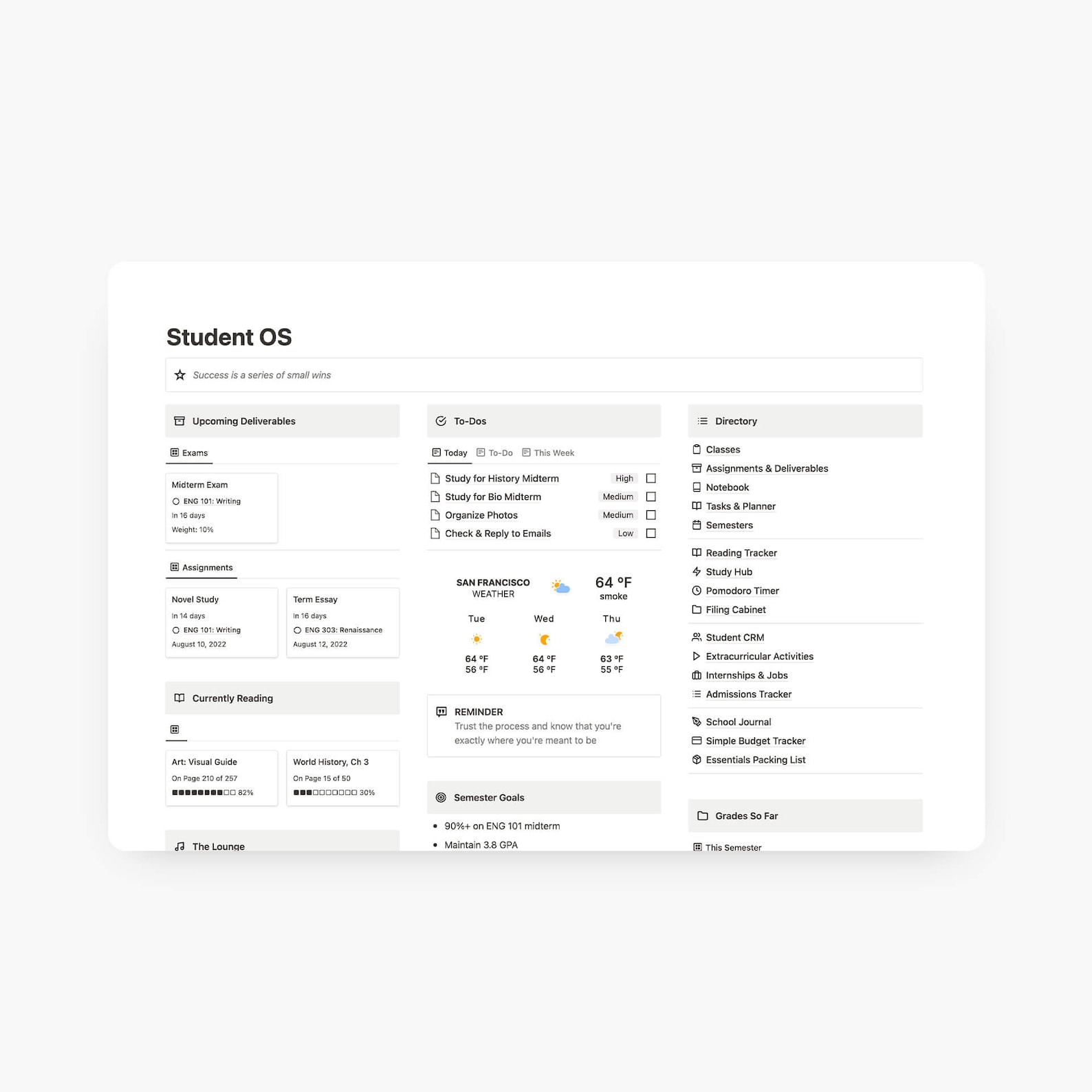 Student OS Notion Template All-in-one Dashboard Assignment - Etsy