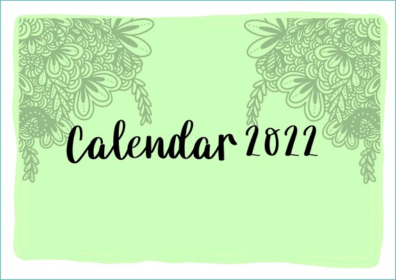 Calendar Green Printable 2022 - Etsy