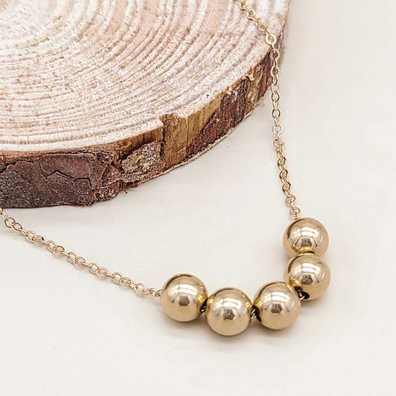 Floating Spheres Necklace 14k Gold Filled Delicate Chain | Etsy
