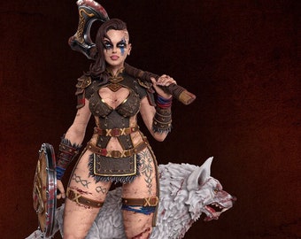 Moon Knight Female Fantasy Miniature 3d Resin Printed Model Pin up Miniature Knight Warrior 40mm ...