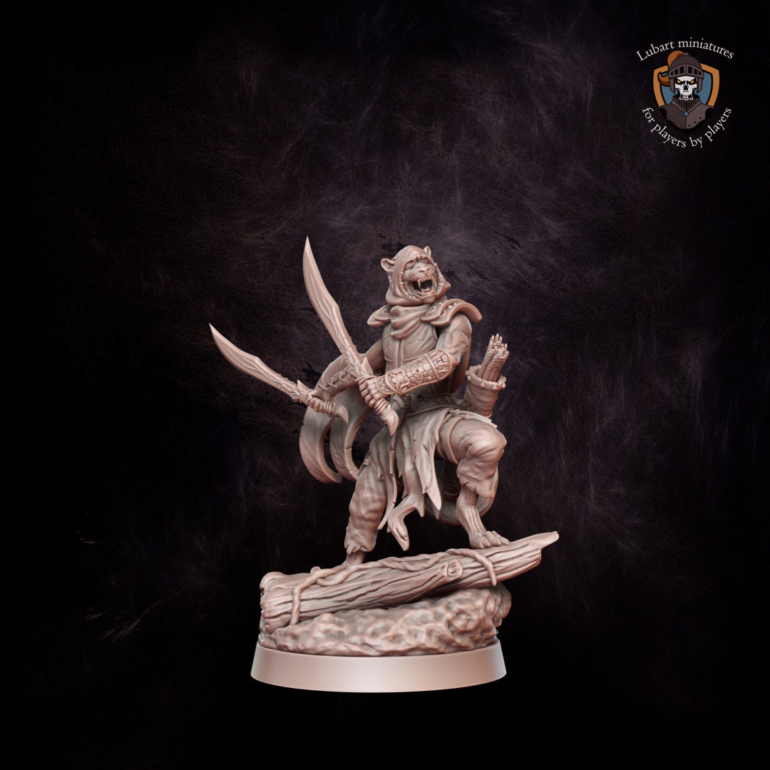 Tabaxi Ranger Customizable Dnd Miniature Tabaxi Archer Model Pathfinder ...