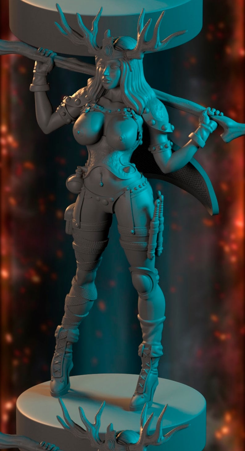 Berta Female Fantasy Miniature Pin up Miniature 3d Resin Printed Model 35mm / 75mm by the Clover ...