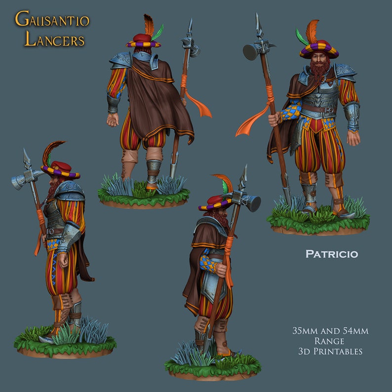 Galisantio Lancers| Fantasy Jester Rogue Warrior Miniatures | 35mm ...