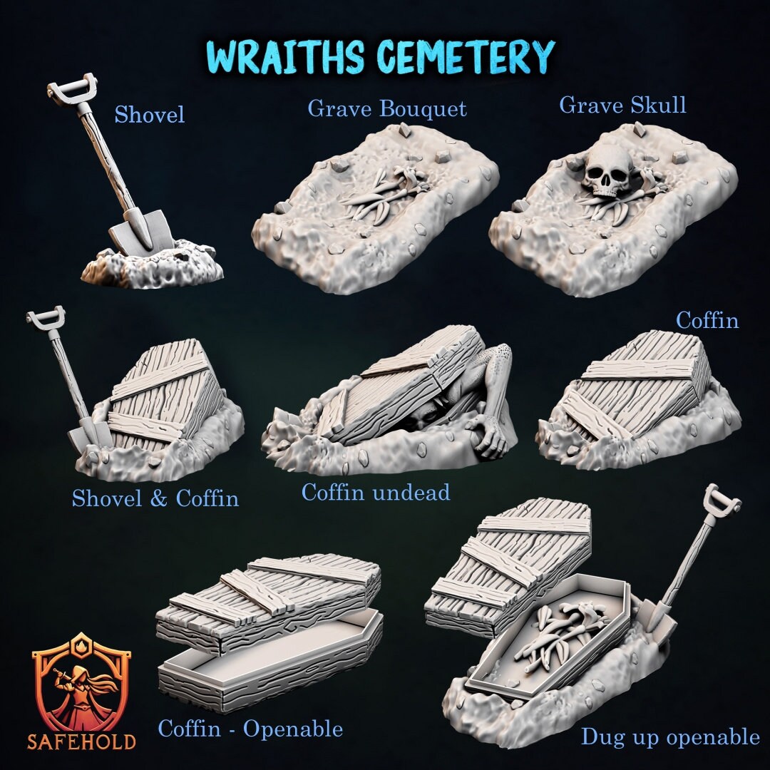 Coffin & Sarcophagus Terrain Set | 3D Printed Miniature Graveyard ...
