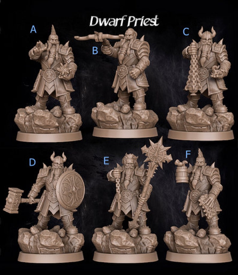 Dwarf Priest | Customizable Dnd Miniature | by Lubart Miniatures - Etsy