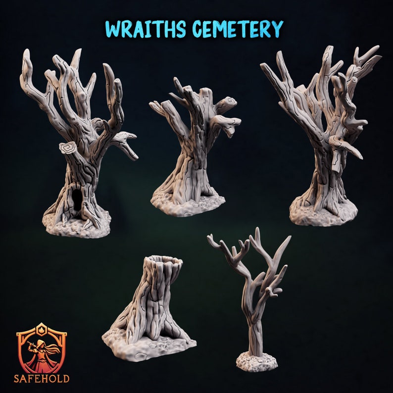 Dead Trees Terrain Set | 3D Printed Miniature Graveyard Coffins | 32mm ...
