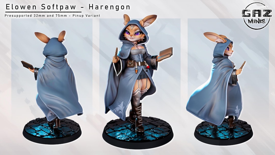 Elowen Softpaw | Dnd Female Harengon Sorcerer Witch Wizard Pin up ...