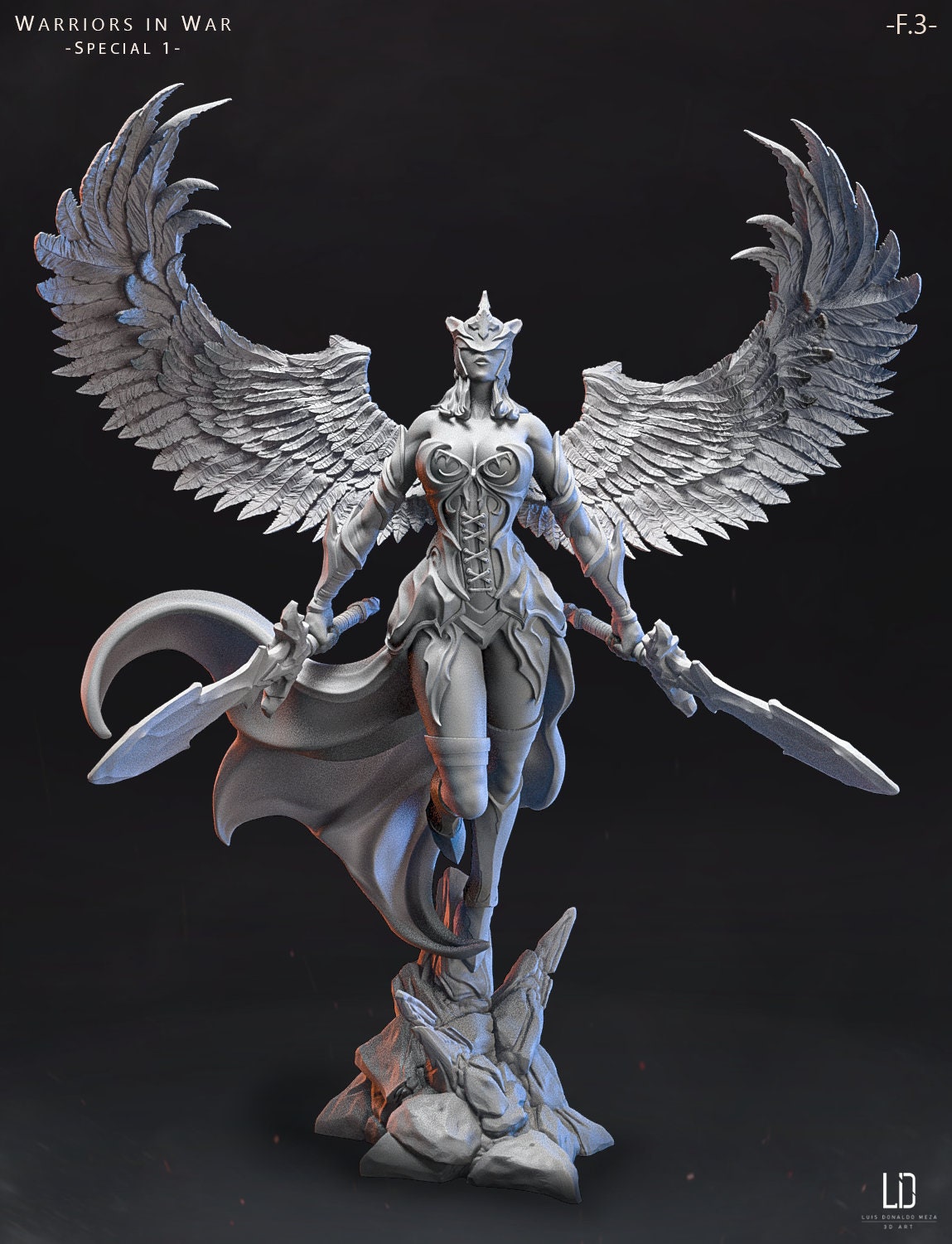 Melvina | Ld3dart | Fantasy Miniature Aasimar Valkyrie Angel Female Pin ...