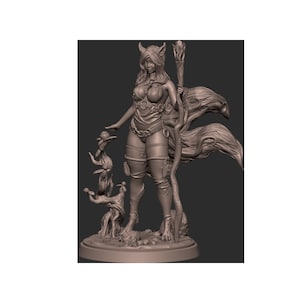 Volpi Female Fantasy Miniature 3d Resin Print Model Pin up Miniature Kitsune Fox Girl by Vortex ...