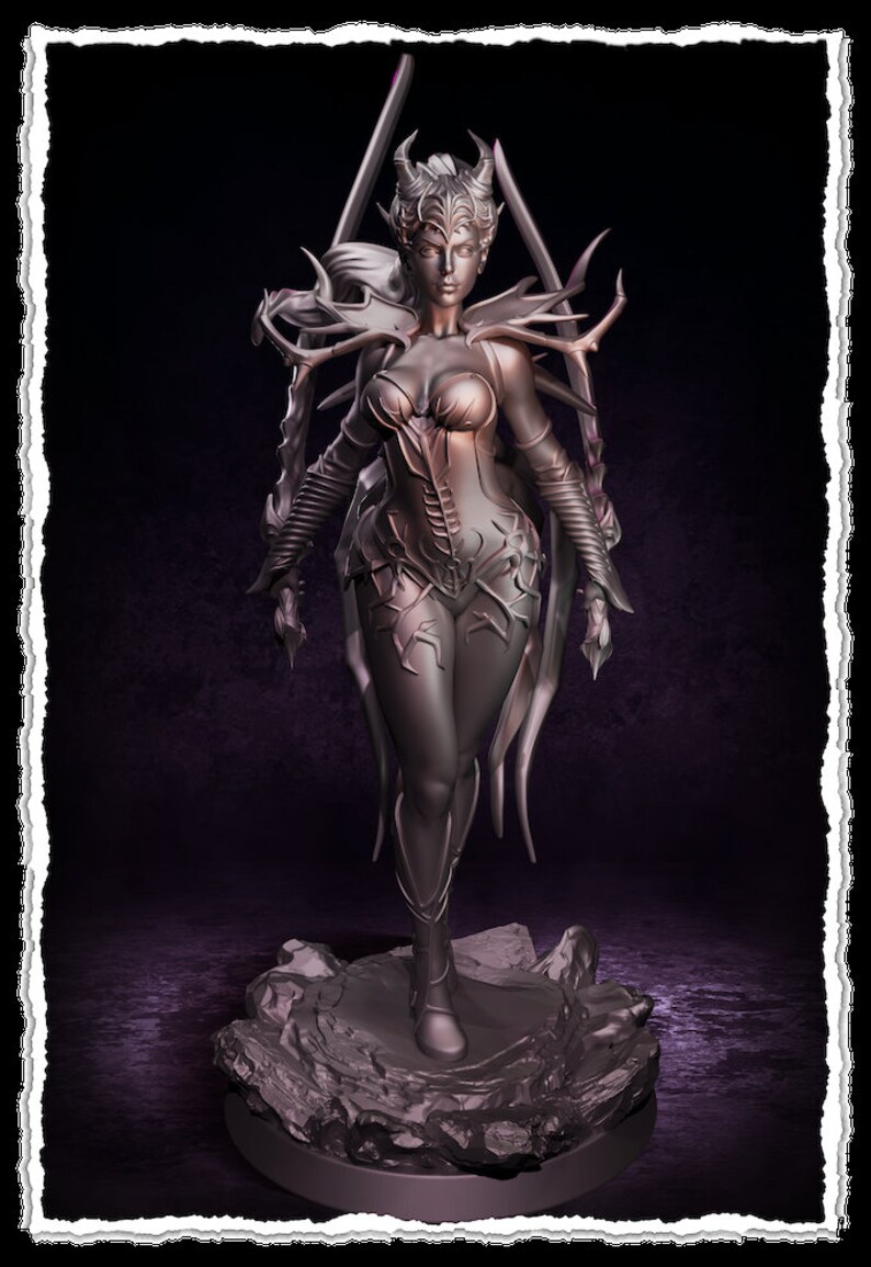 Elyssia Female Fantasy Miniature 3D Resin Printed Model Pin up Miniature Warrior Demon Arachne ...