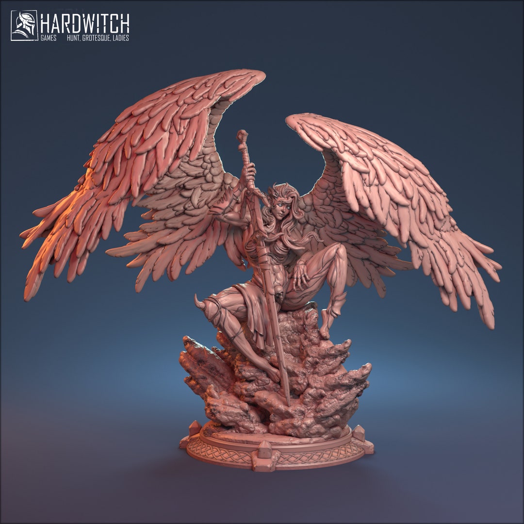 Gareena | Dnd Female Aasimar Angel Fighter Pin-up Miniature | 32mm ...