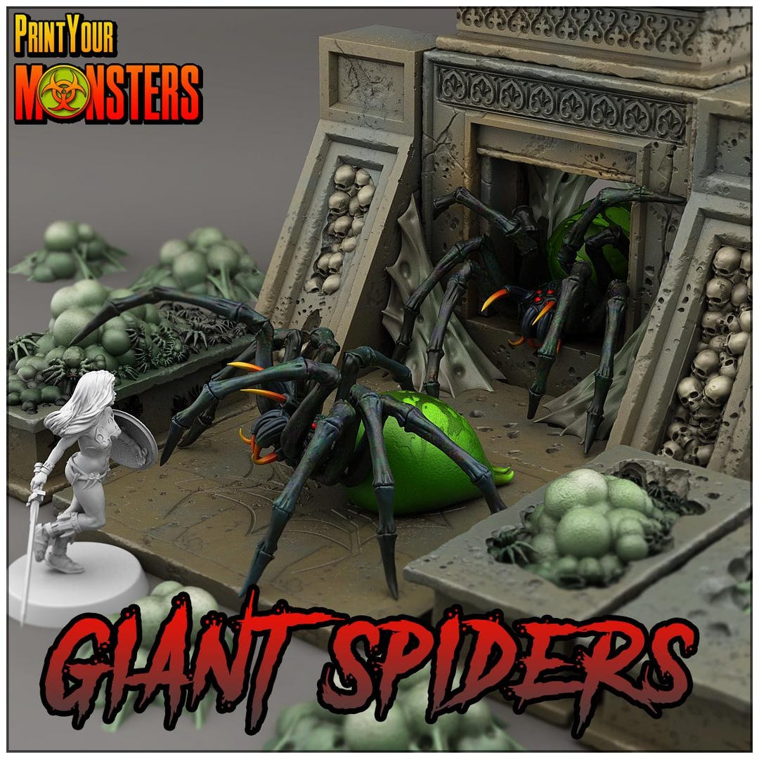 Giant Spiders Set | Dnd Giant Jungle Spider Monster Miniatures | 32mm ...
