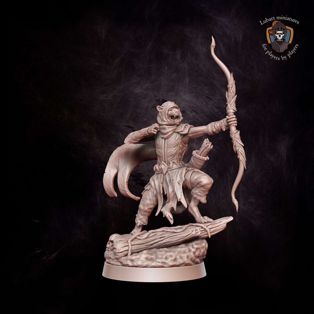 Tabaxi Ranger Customizable Dnd Miniature Tabaxi Archer Model Pathfinder ...