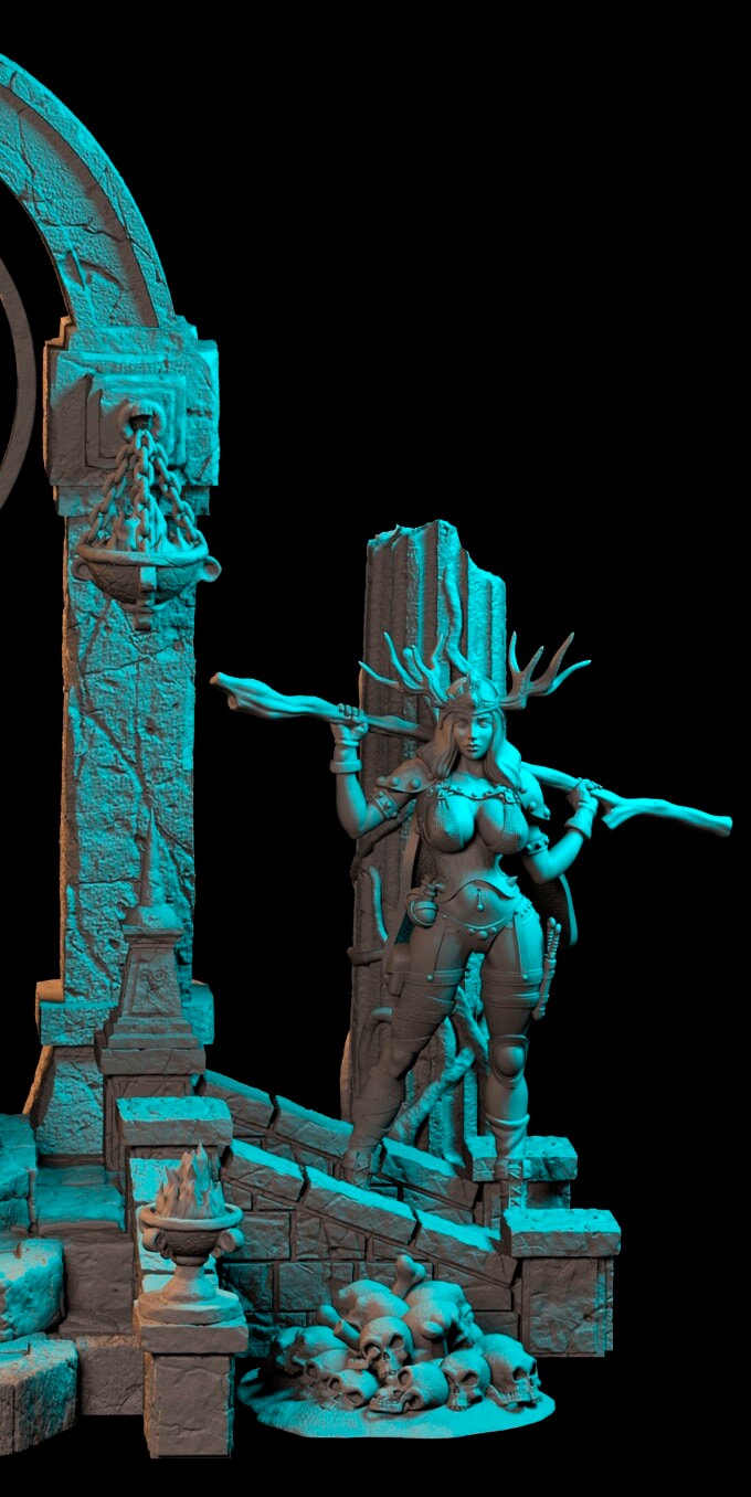 Fighter Girl Vol.2 Diorama Female Fantasy Miniature Pin up Miniature 3d Resin Printed Model 75mm ...