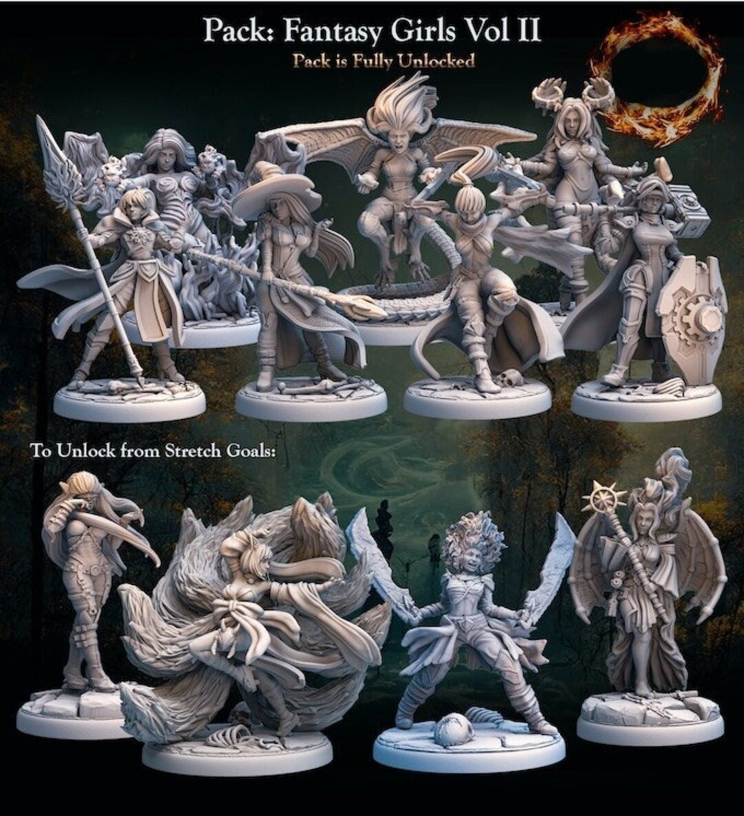 Fantasy Girls Vol.2 Miniature Bundle | Dnd Resin 3d Printed Model ...
