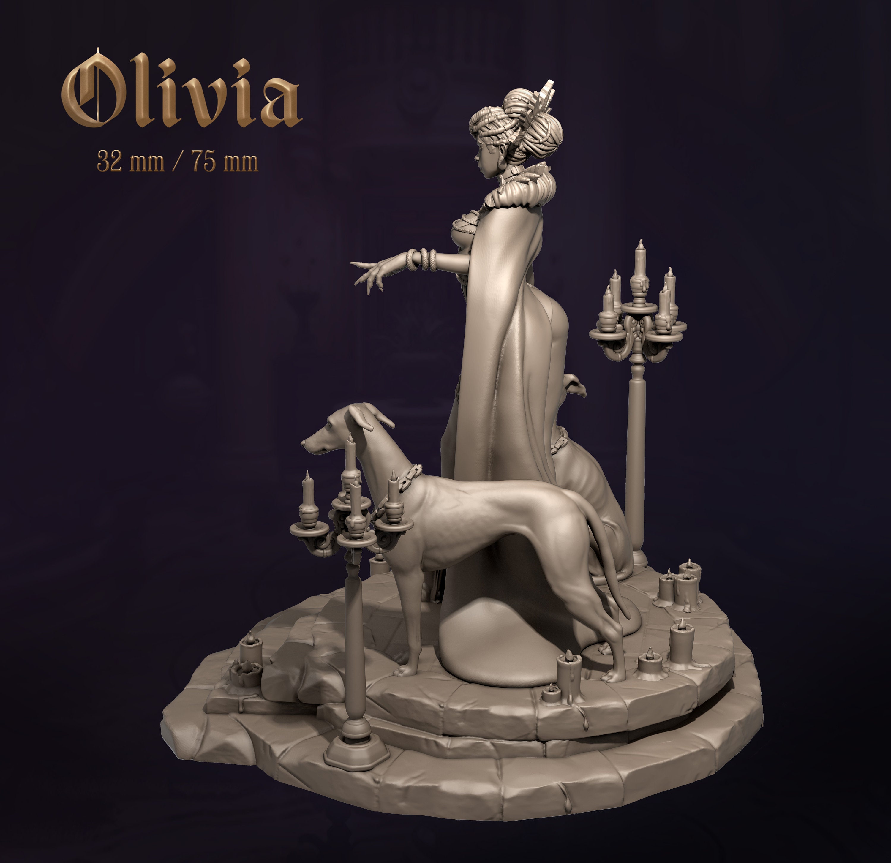 Olivia Female Fantasy Miniature Dnd 3d Resin Printed Model Pin up Miniature Noble Princess 32mm ...