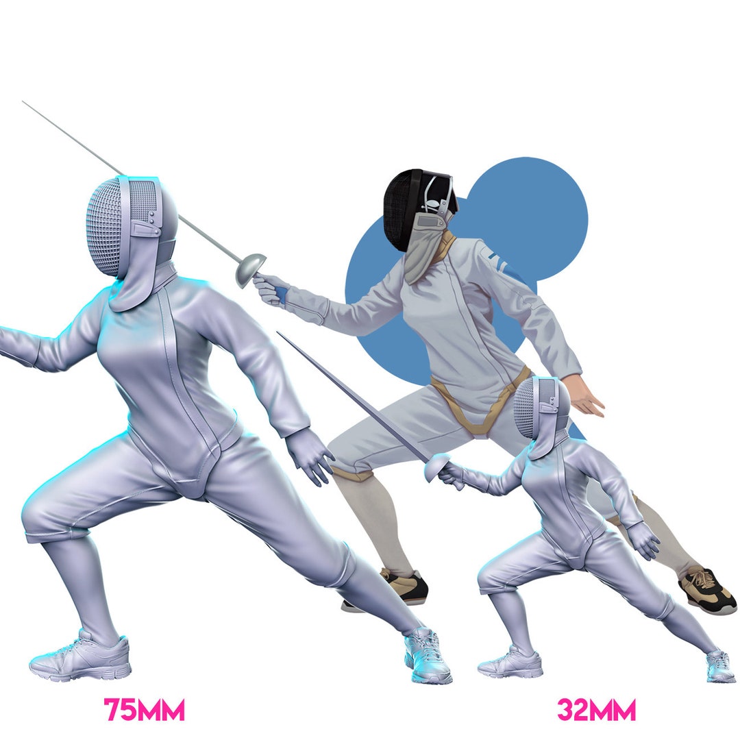 Olimpic Fencing Girl | Female Miniature 3d Resin Printed Model | 32mm ...