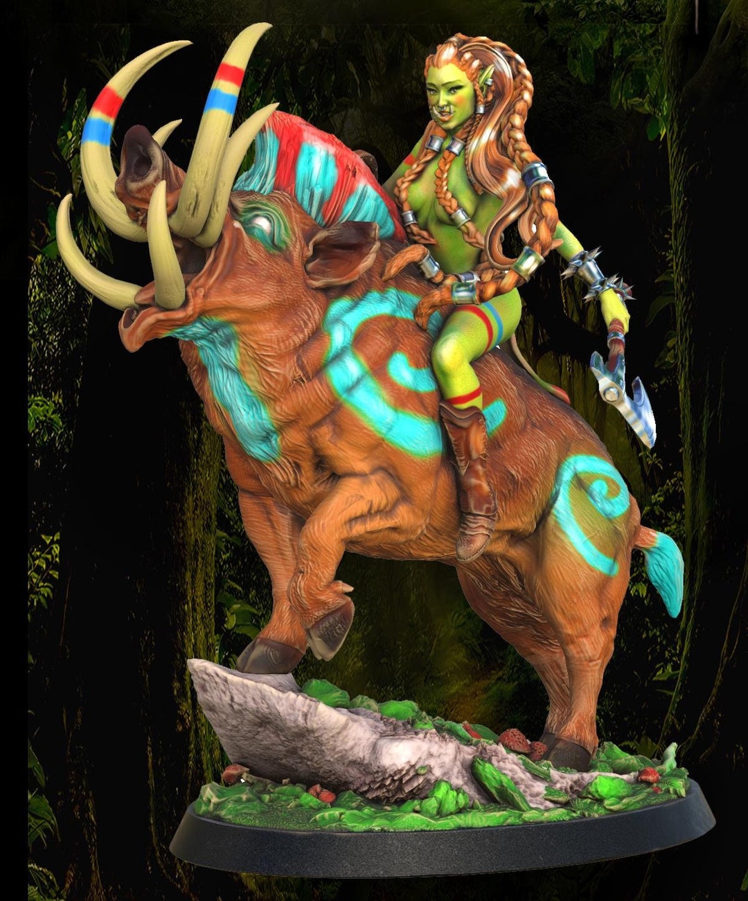 Piglet | Dnd Female Orc Fighter Barbarian 3d Resin Print Pin up Miniature | 32mm / 75mm | by ...