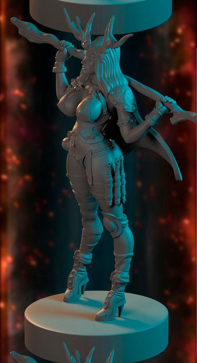 Berta Female Fantasy Miniature Pin up Miniature 3d Resin Printed Model 35mm / 75mm by the Clover ...