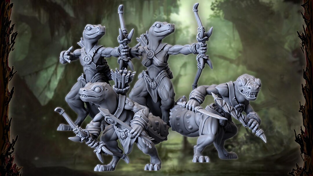 Swamp Gekos Warriors | Dnd Lizardfolk Agonian Archer Rogues 3D Resin ...