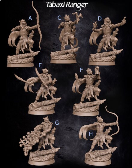 Tabaxi Ranger Customizable Dnd Miniature Tabaxi Archer Model Pathfinder ...