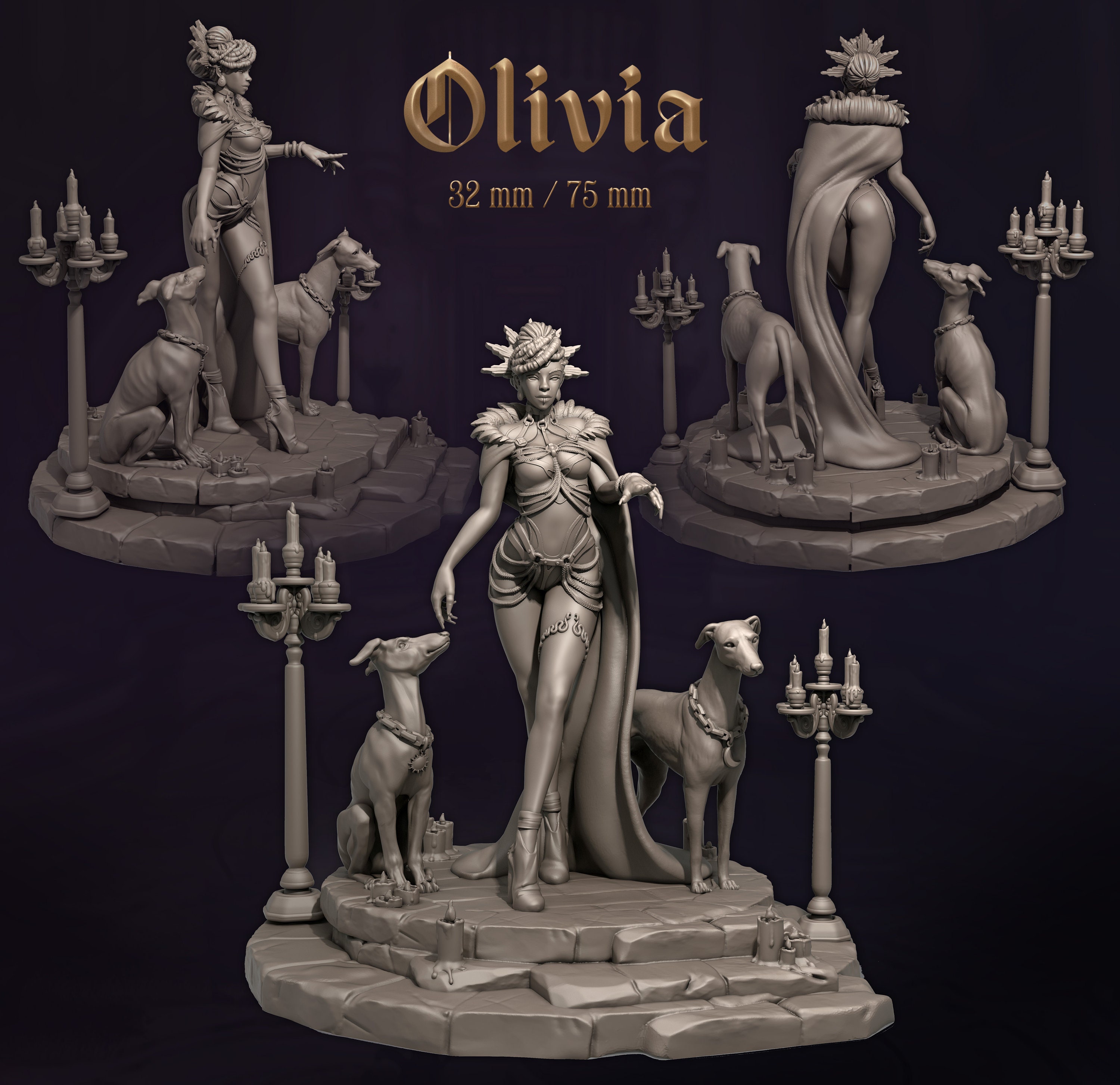 Olivia Female Fantasy Miniature Dnd 3d Resin Printed Model Pin up Miniature Noble Princess 32mm ...