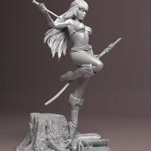 Teena | Female Fantasy Primal Pin up Miniature 3d Resin Printed Model | 35mm / 75mm | by Wild ...