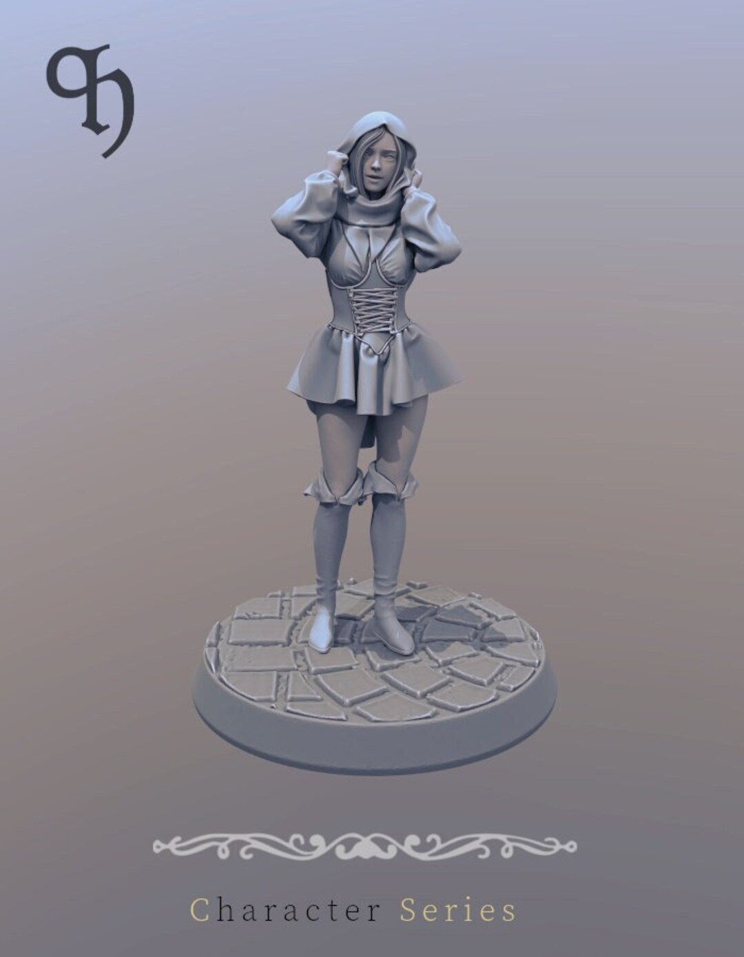 Hooded Girl | Female Fantasy Miniature Elf D&D | 32mm / 75mm | by 9hell ...