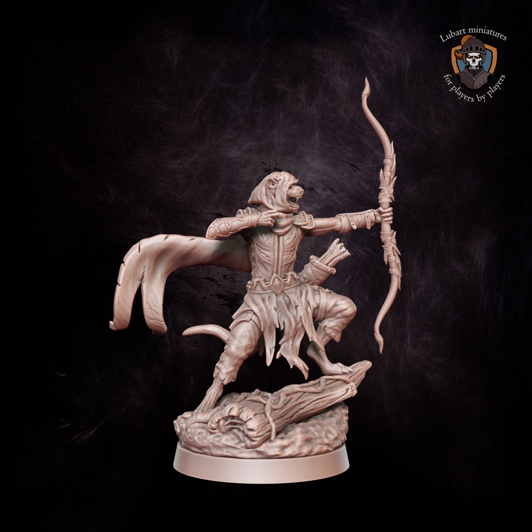 Tabaxi Ranger Customizable Dnd Miniature Tabaxi Archer Model Pathfinder ...
