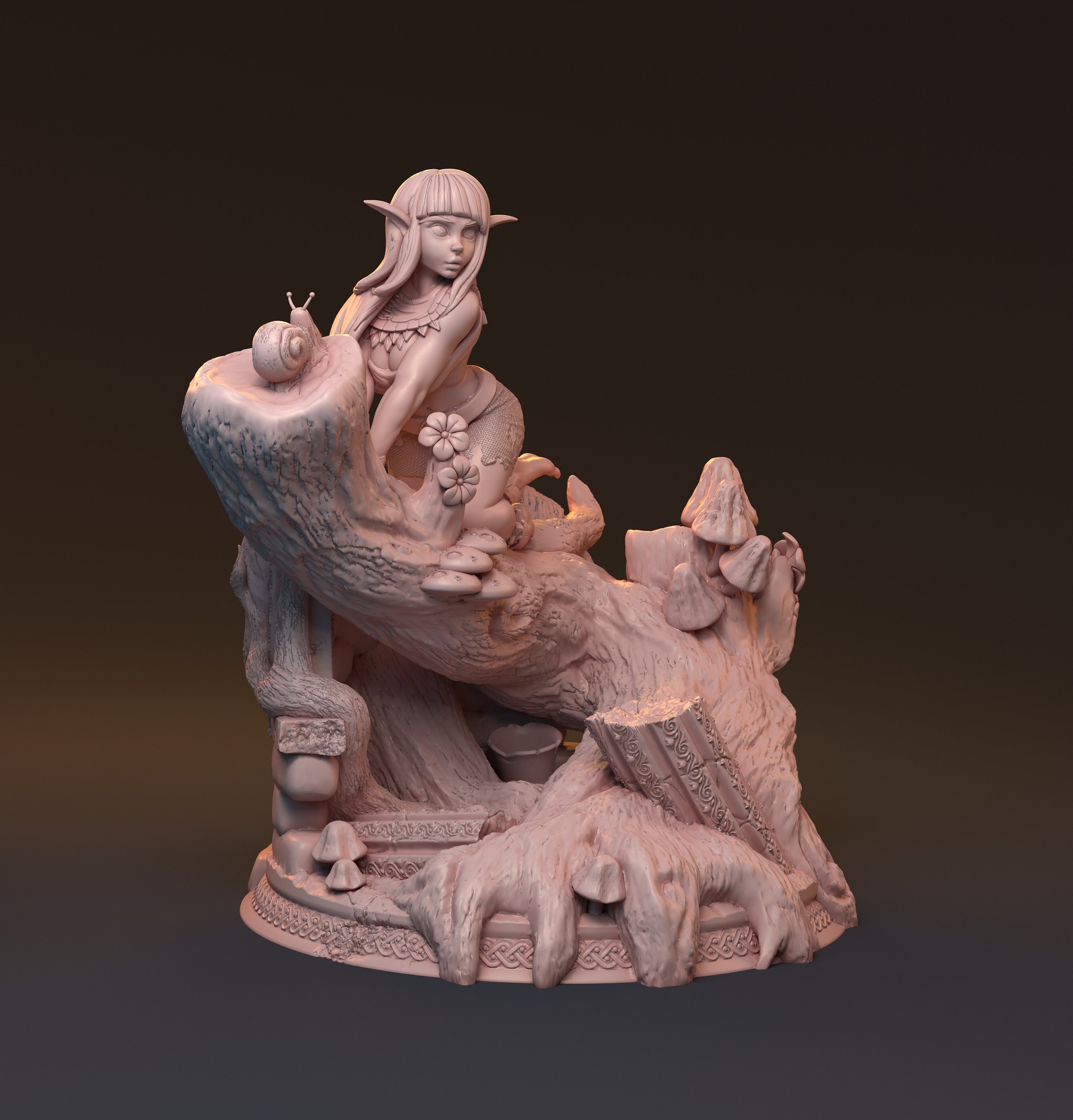 Tiona Diorama | Female Fantasy Miniature Pin up Miniature Diora Elf 3d ...