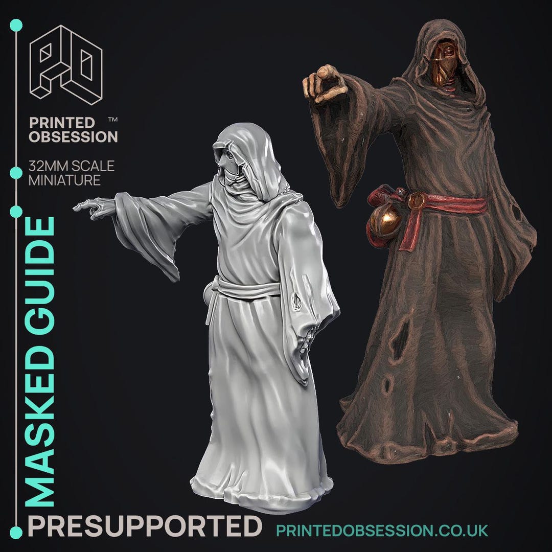 Masked Guide | Dnd Cultist Mage Wizard Miniature | 32mm / 75mm | by ...