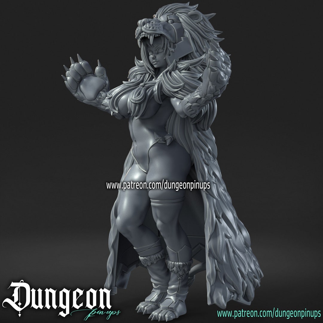 Queen of Mane | Dnd Female Barbarian Fighter Pin up Miniature | 32mm ...