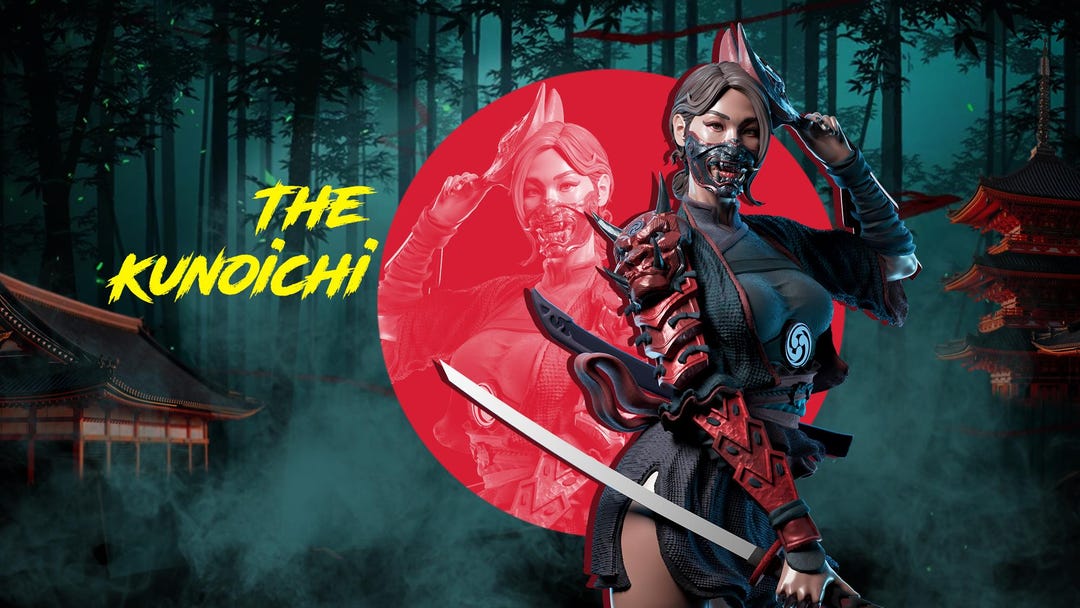 The Shinobi | 3D Printed Female Japanese Ninja Assassin | 75mm | by ...