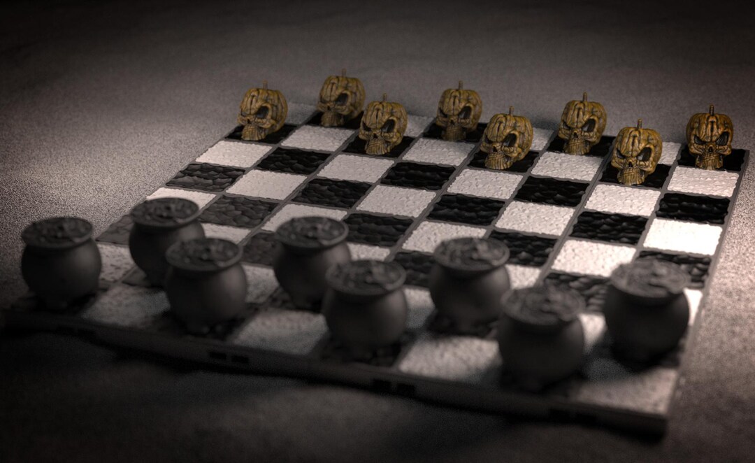 Pots and Pumpkings Checkers Set 3D Printed Halloween Novelty Boardgame ...