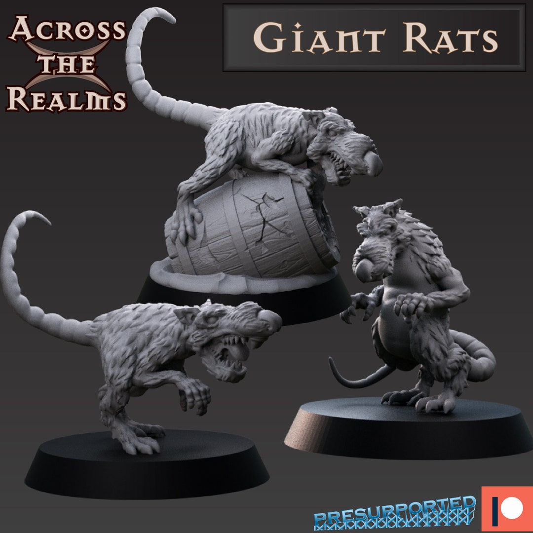 Giant Rats Collection Fantasy Monster Miniatures Ratkin Mutant Dnd ...