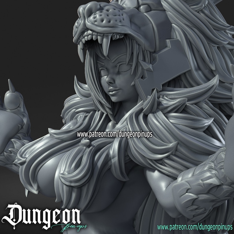 Queen of Mane | Dnd Female Barbarian Fighter Pin up Miniature | 32mm ...