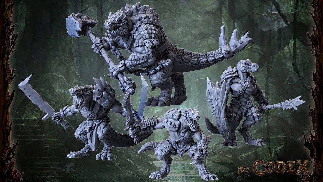 Lizardfolk | Dnd Reptile Dragonborn Monster Miniatures | 50mm | by ...