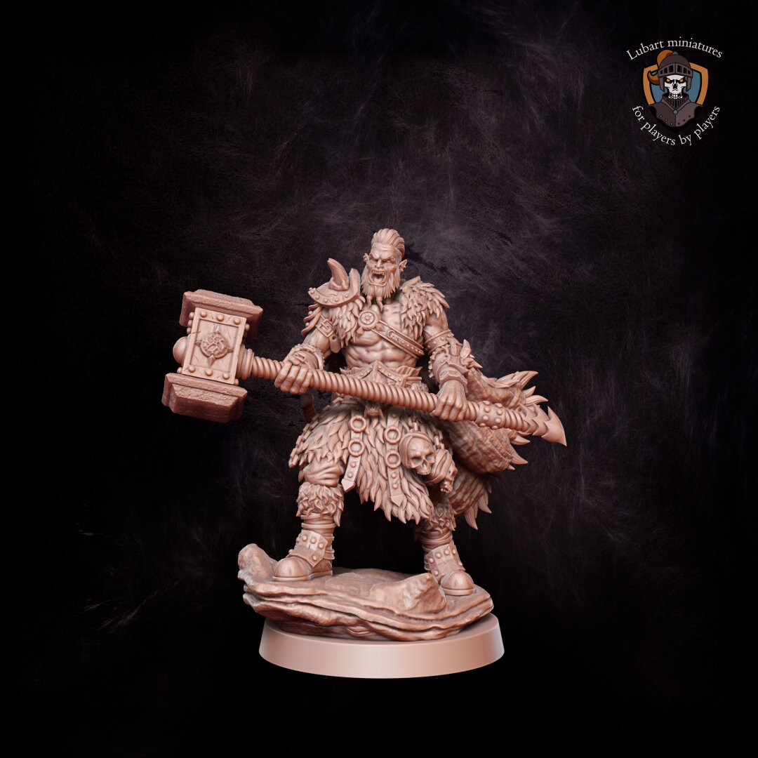 Half Orc Barbarian | Customizable Dnd Miniature Orc Barbarian Fantasy ...