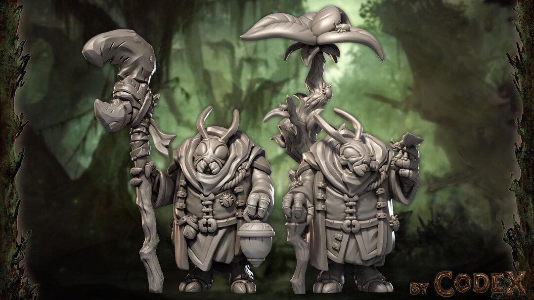 Grivak & Shravek | Dnd Fantasy Bugfolk Druids Miniature | 32mm / 75mm ...