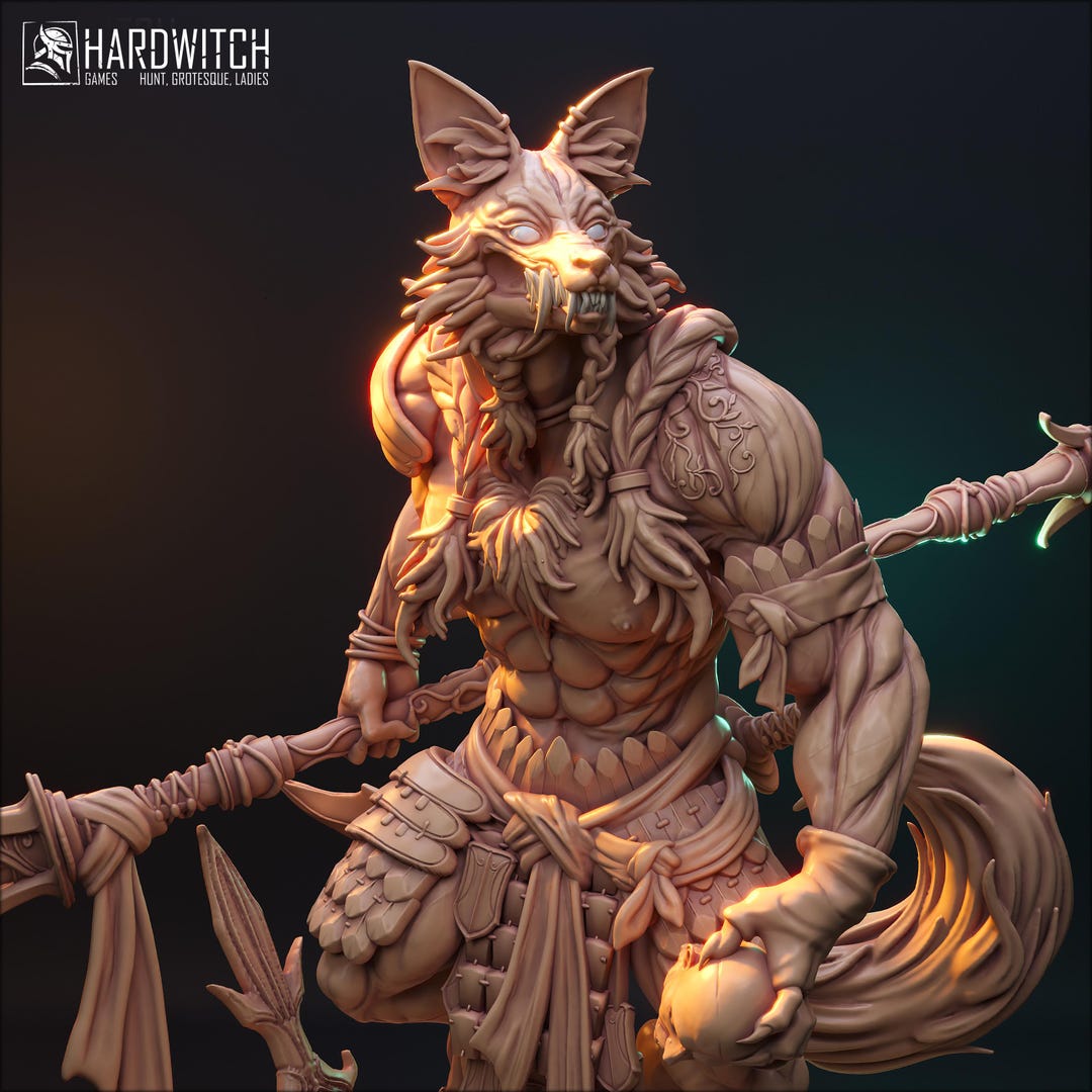 Pokrifus Dnd Demon Jackal Kobol Monster Warrior Miniature 32mm / 75mm by Hardwitch Games - Etsy