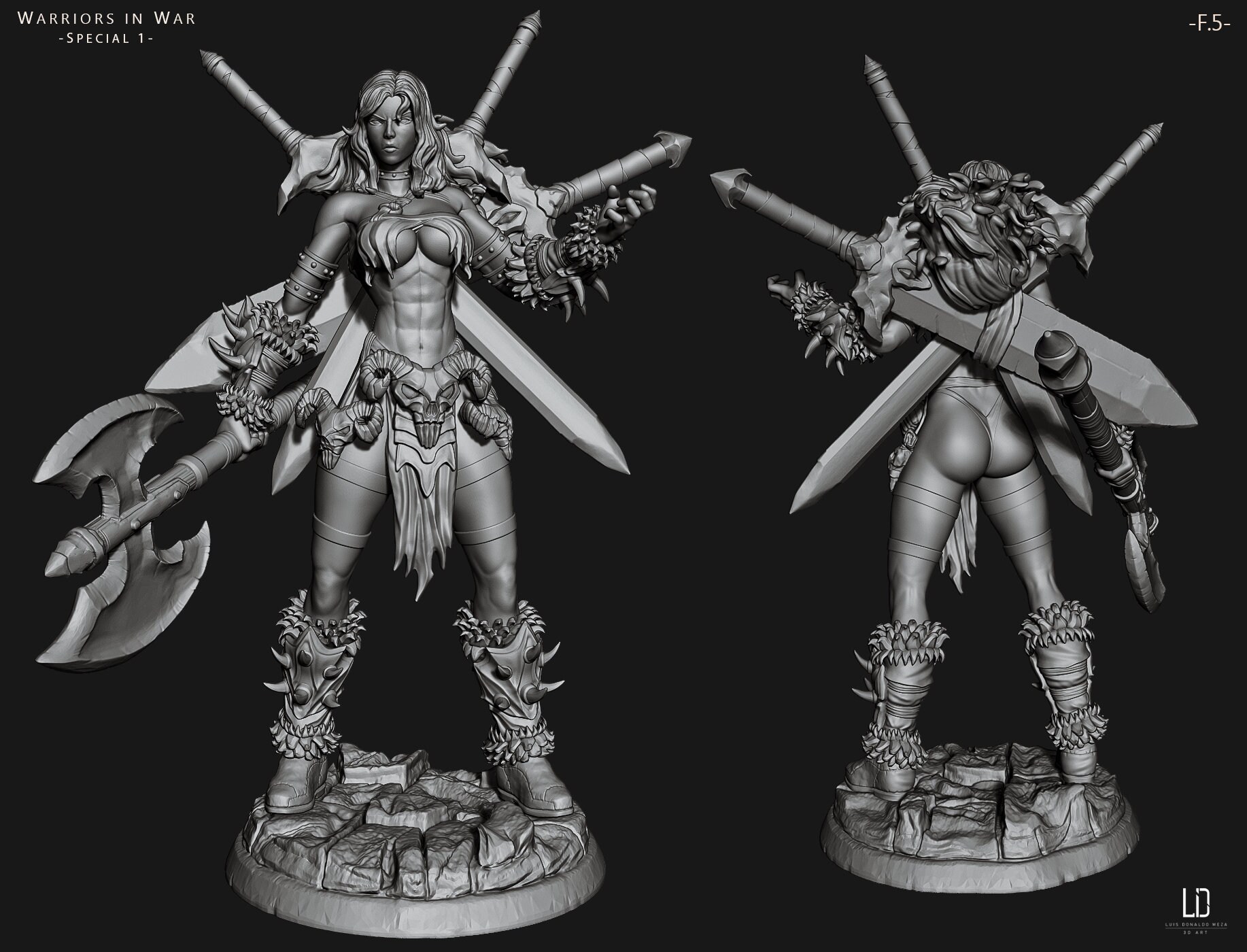 Indril Ld3dart Fantasy Miniature Female Barbarian Model Pin up Miniature 3d Resin Printed ...