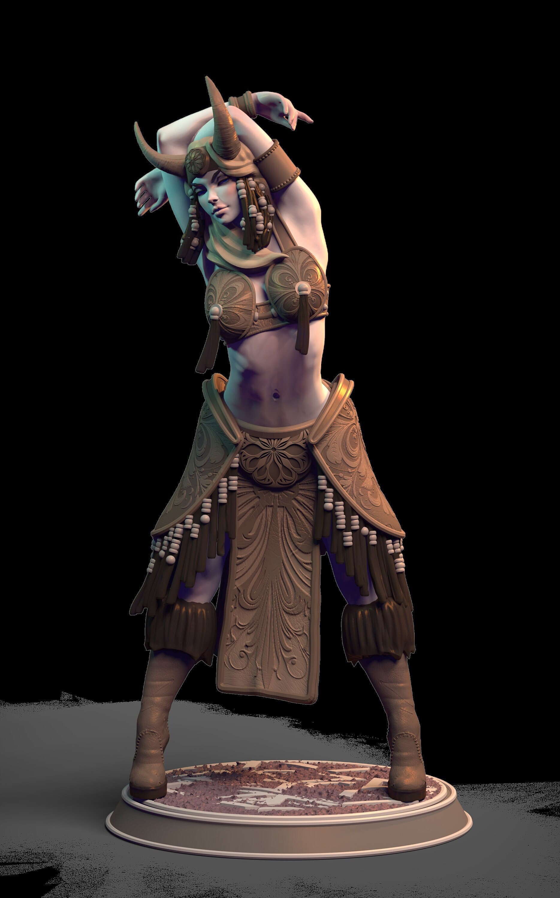 Aria Bullheart Female Fantasy Miniature 3d Resin Printed Model Pin up Minature Minotaur 40mm ...