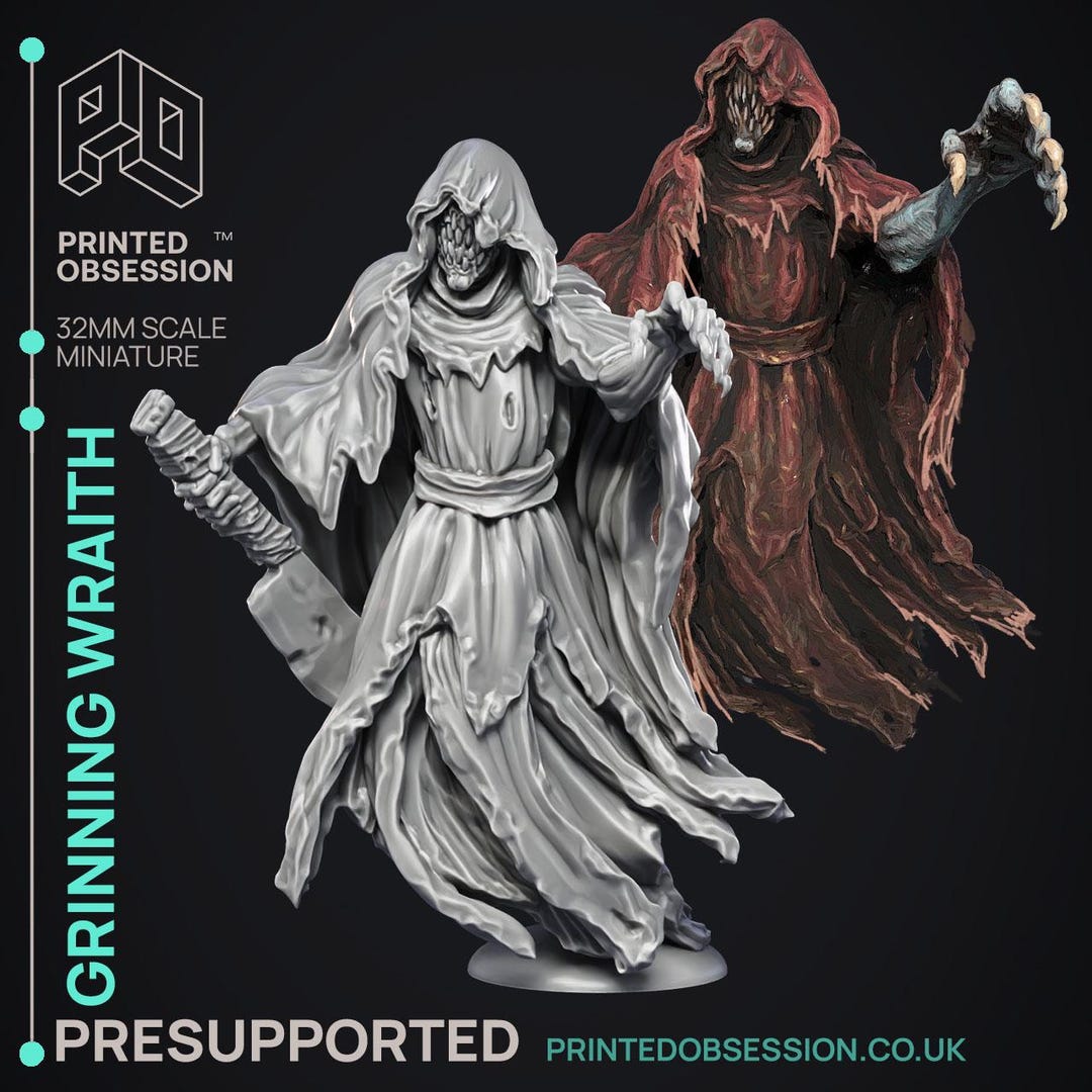 The Grinning Wraith Dnd Undead Ghost Reaper Monster Miniature 50mm ...