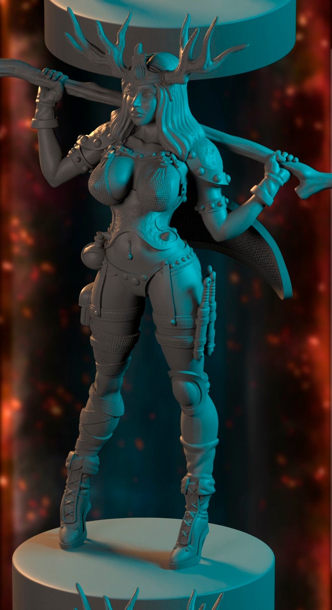 Berta Female Fantasy Miniature Pin up Miniature 3d Resin Printed Model 35mm / 75mm by the Clover ...