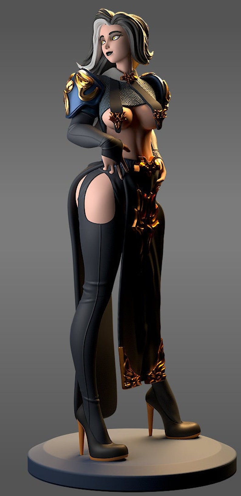 Sun Knight Female Fantasy Miniature 3d Resin Printed Model Pin up Miniature Knight Warrior 35mm ...