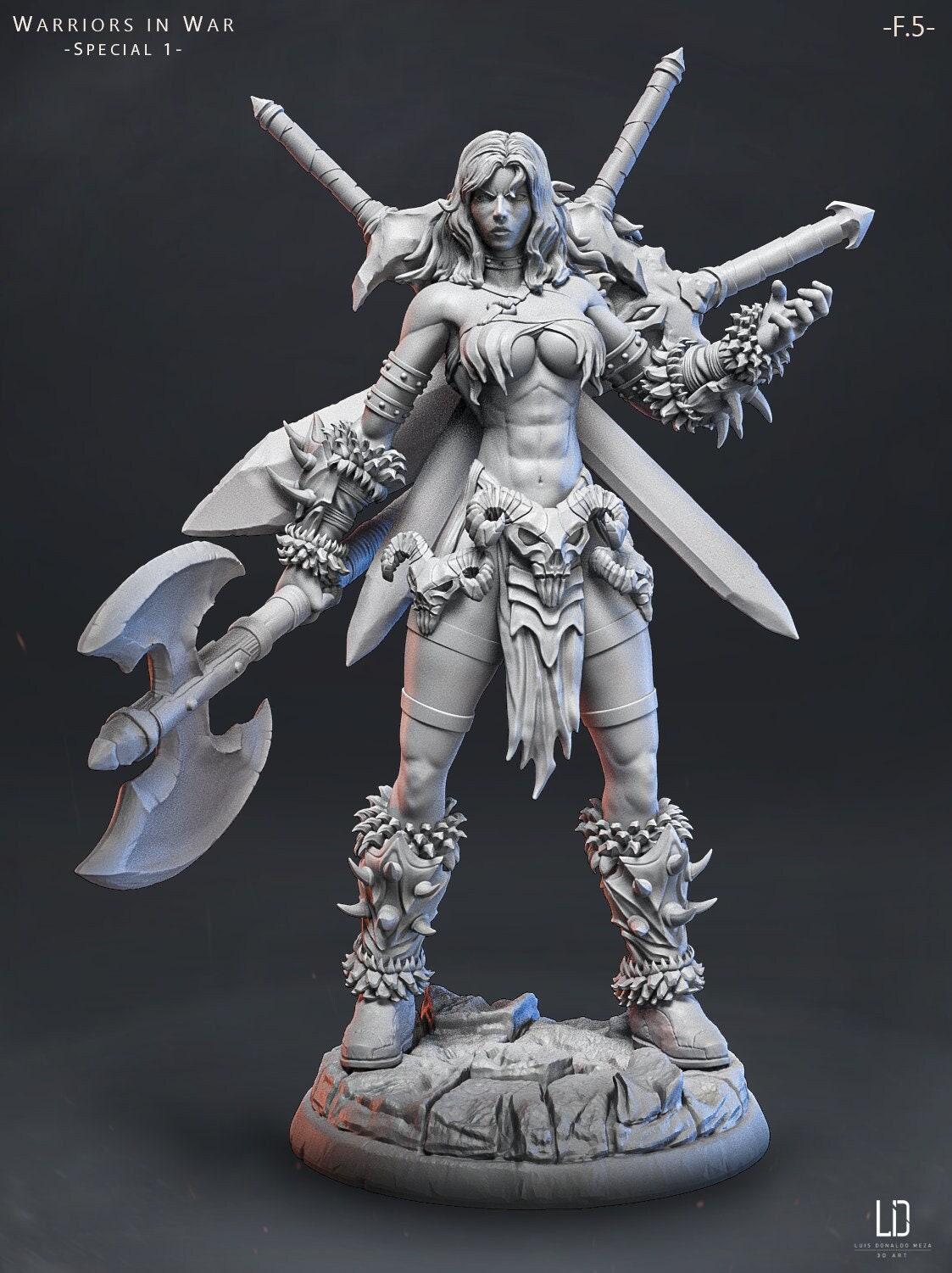 Indril Ld3dart Fantasy Miniature Female Barbarian Model Pin up Miniature 3d Resin Printed ...