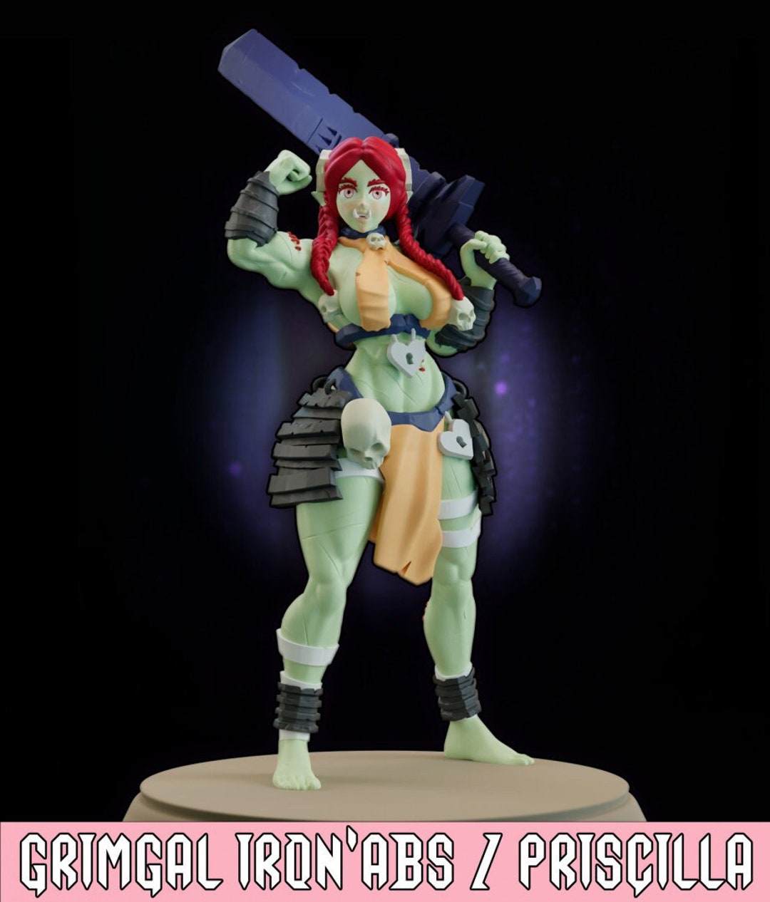 Priscilla 'grimgarl Iron'abs' Female Fantasy Miniature 3d Resin Printed Model Pin up Miniature ...